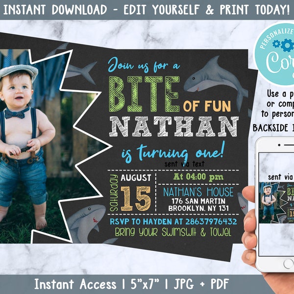 Shark Bite Invite - Etsy