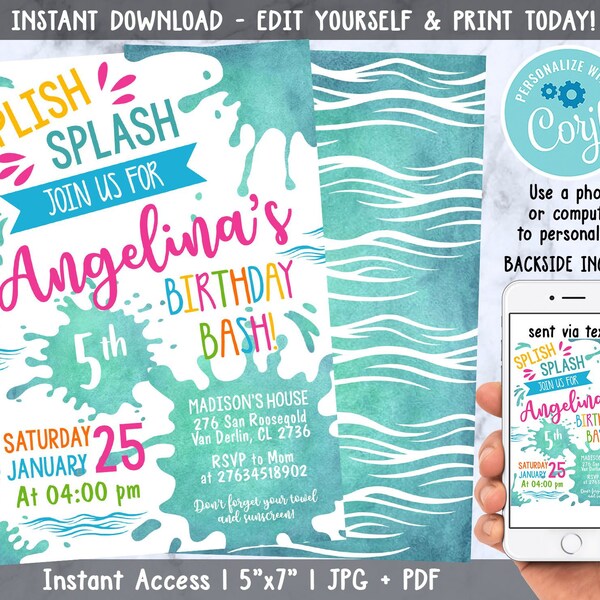 Splash Pad Birthday Invitations - Etsy