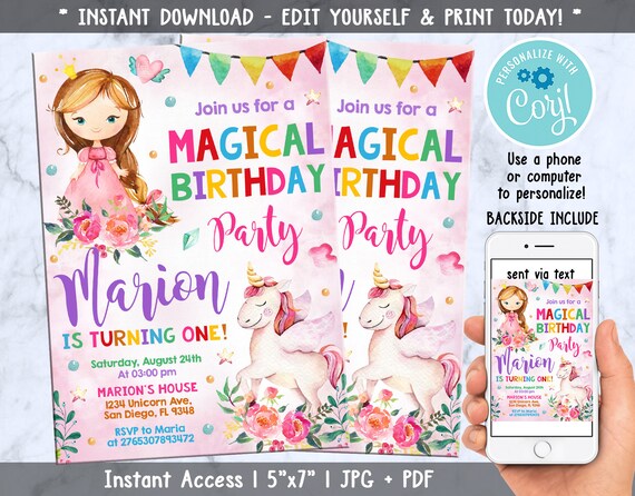 Editable Birthday Invitation Birthday Party Invitation Party | Etsy