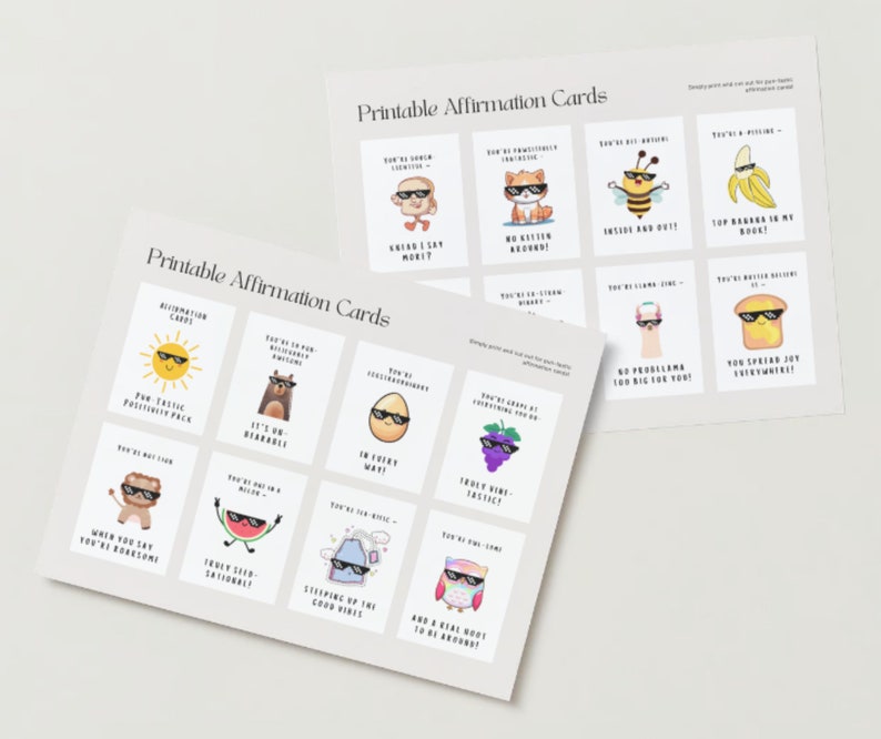 Pun Affirmation Cards | Instant Download | 26 Printable Affirmations ...