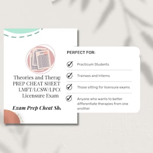 Theories and Therapies Exam Prep Cheat Sheet for LMFT/LCSW/LPCC ...