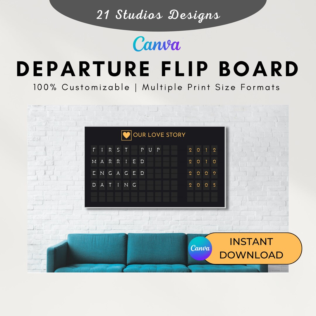 Departure Flip Board Template for Canva | DIY Editing - Etsy