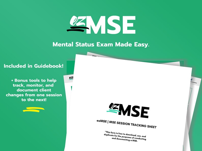 Ezmse: Mental Status Exam Sheets, MSE Writing Guide, MSE Checklist, and ...