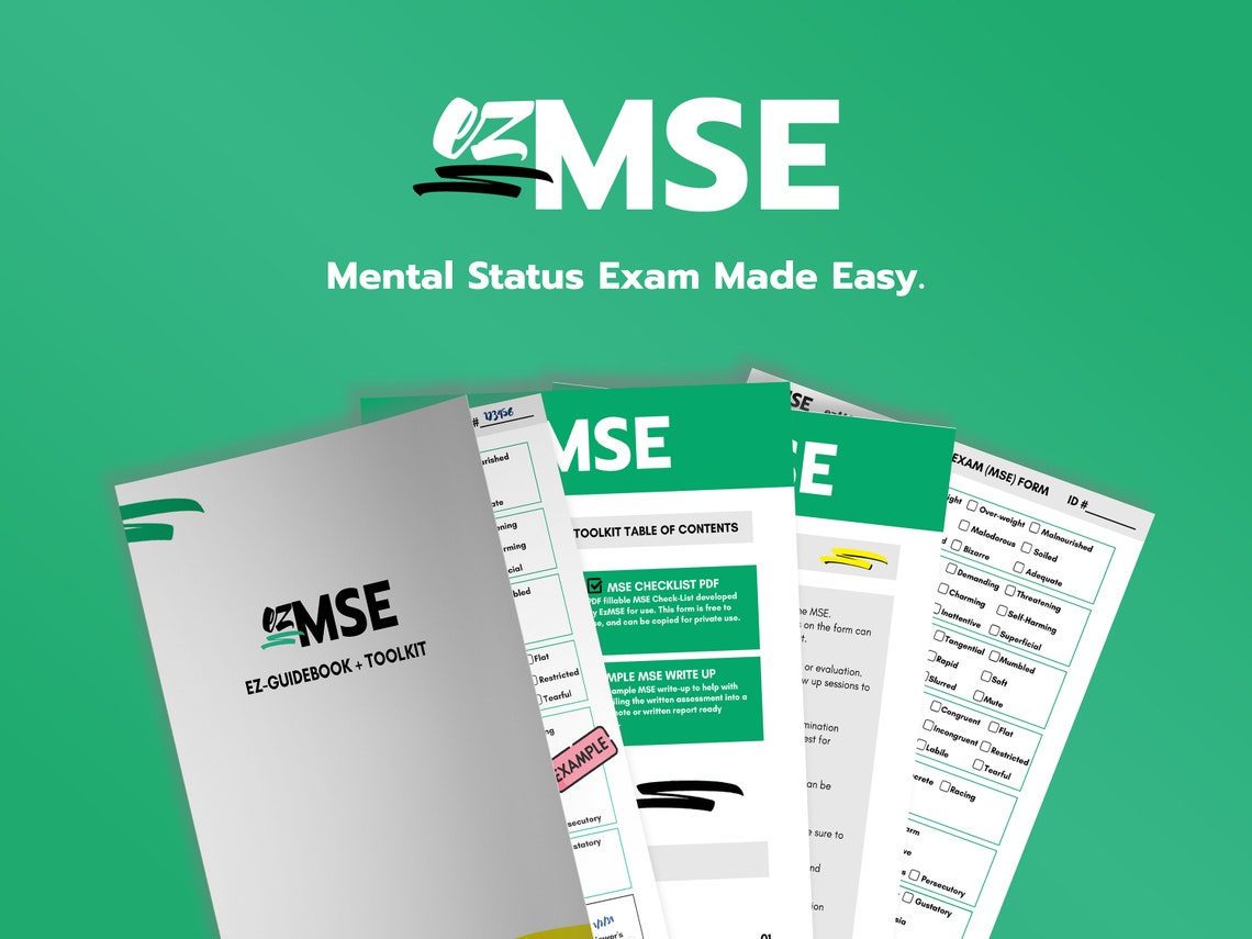 Ezmse: Mental Status Exam Sheets, MSE Writing Guide, MSE Checklist, and ...