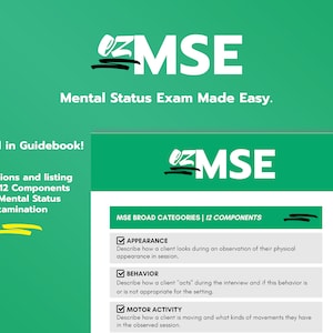 Ezmse: Mental Status Exam Sheets, MSE Writing Guide, MSE Checklist, and ...