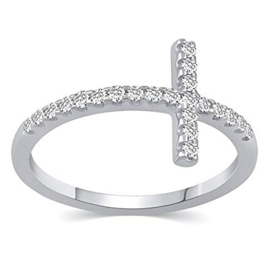 Prime and Pure Sideways Pave Cross Ring 1/5 Carat Tw Cubic - Etsy