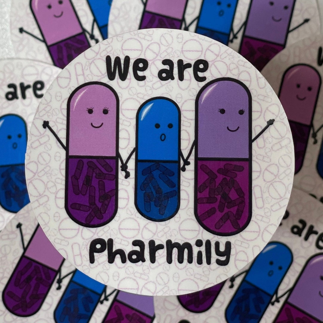 Pharmacy Rx Sticker! 2.25 Inch Circle. Medication Capsules Together as ...