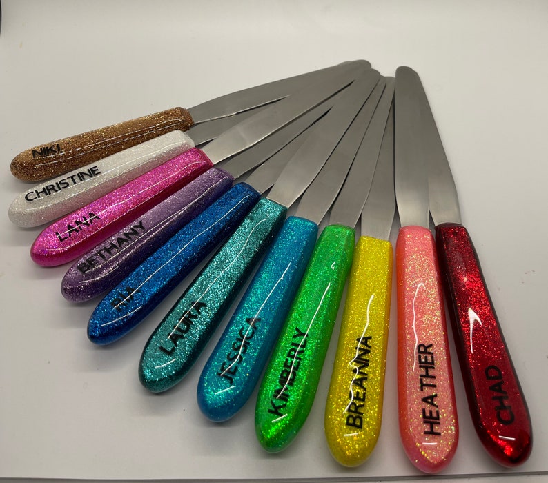 9in Tapered Spatula Glitter Personalized Ultra Fine Glitter - Etsy