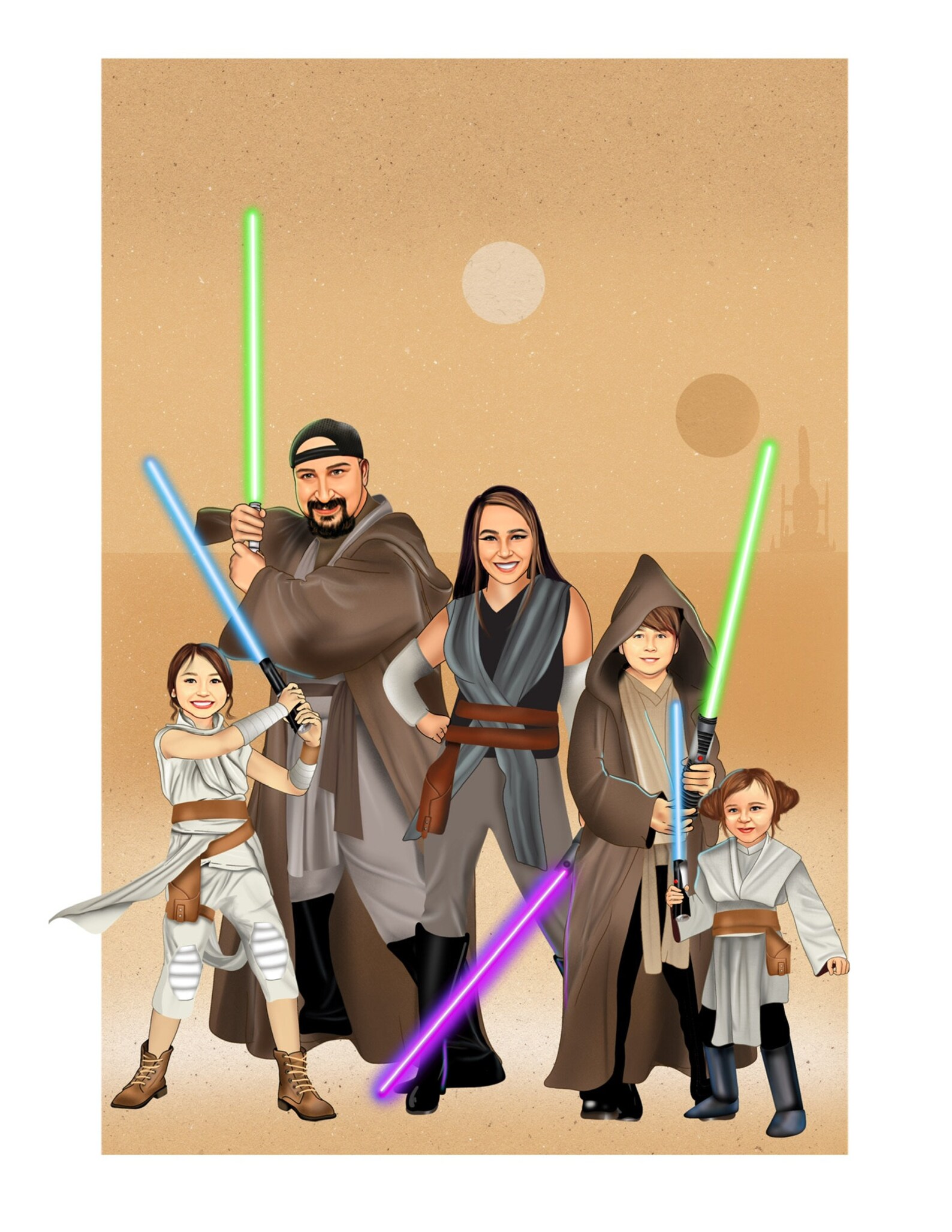 STAR WARS Inspired Custom Jedi Family Portrait, DIGITAL, Pdf - Etsy