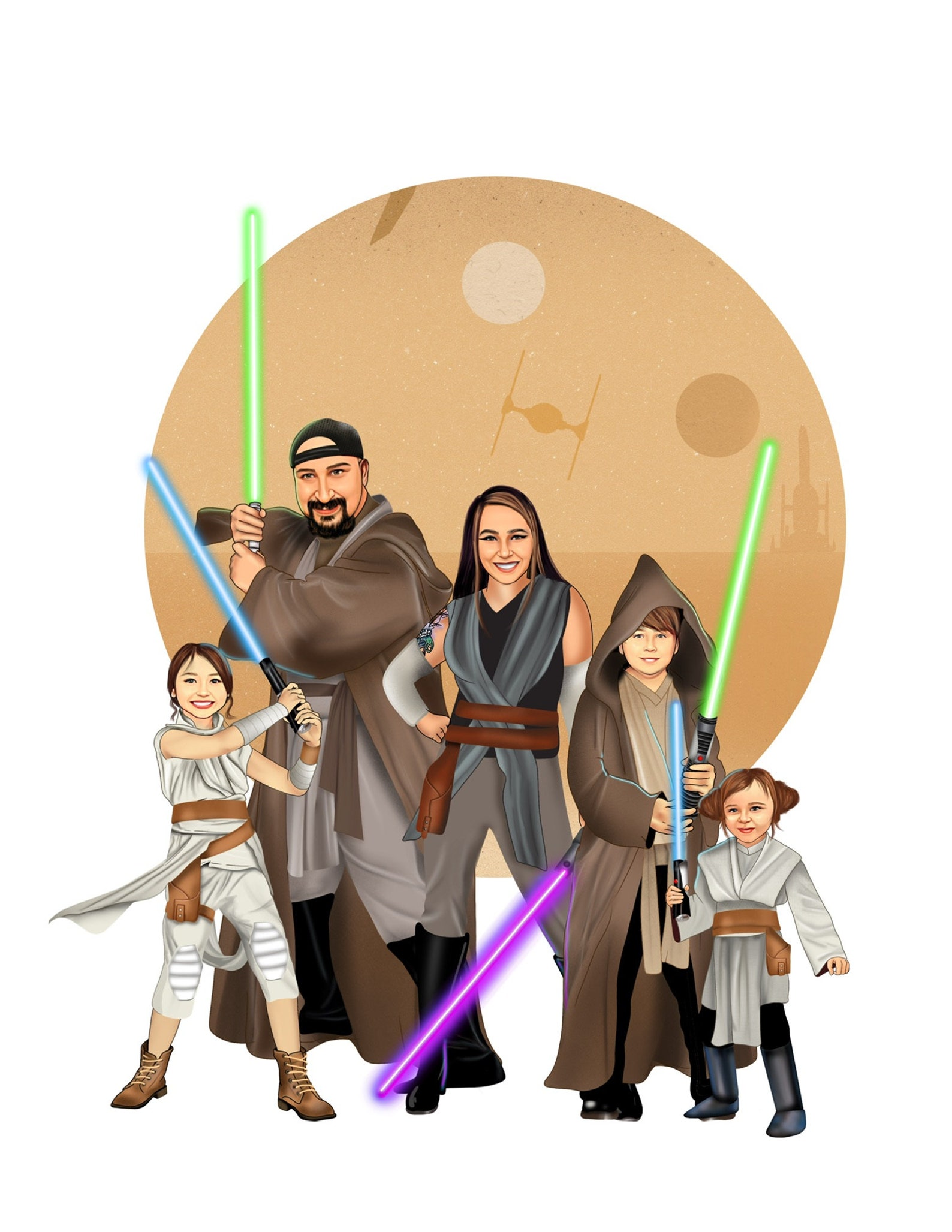 STAR WARS Inspired Custom Jedi Family Portrait, DIGITAL, Pdf - Etsy