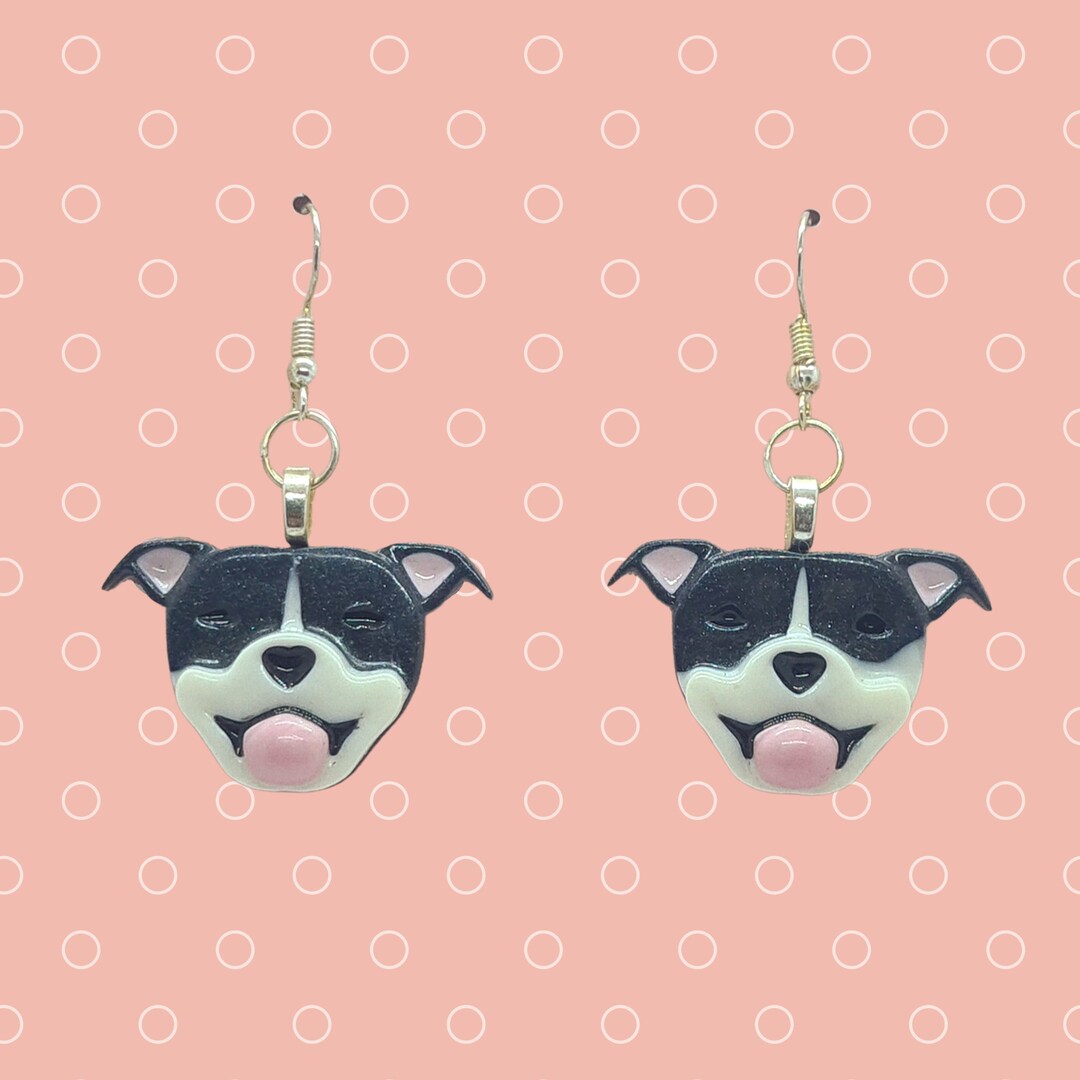 Staffordshire Bull Terrier Staffy Dog Resin Earrings Jewellery - Etsy