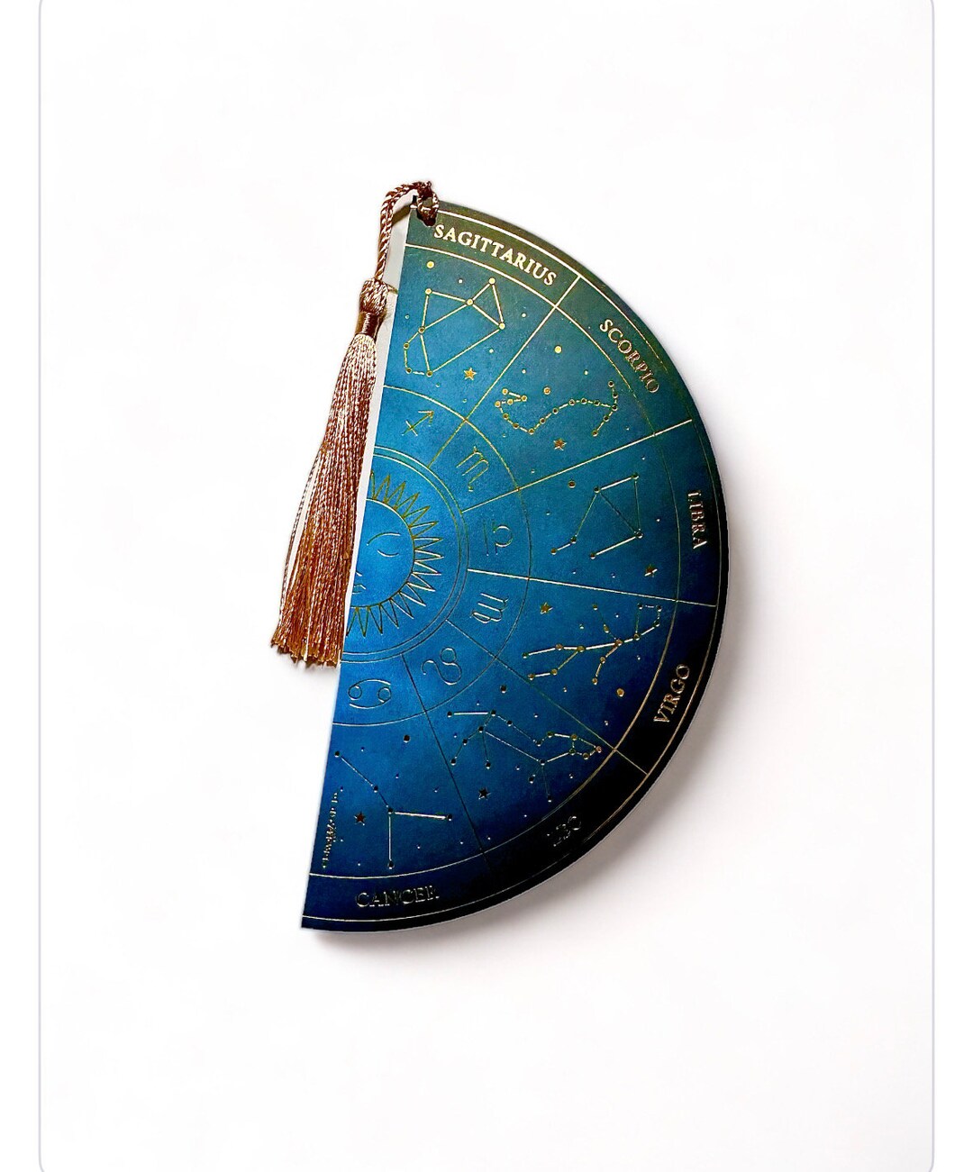 ZODIAC WHEEL Large Double-sided Gold-foiled Bookmark, Blue and Gold ...