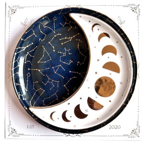 CONSTELLATIONS Ceramic Nesting Moon Dishes, Midnight Blue & White, Set ...
