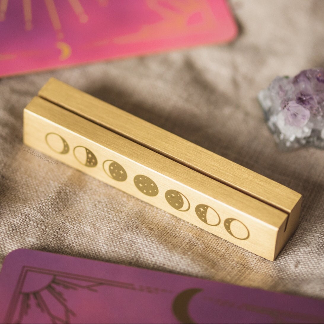 Lunar Phase Engraved Brass Card Stand: Tarot & Oracle Display - Etsy