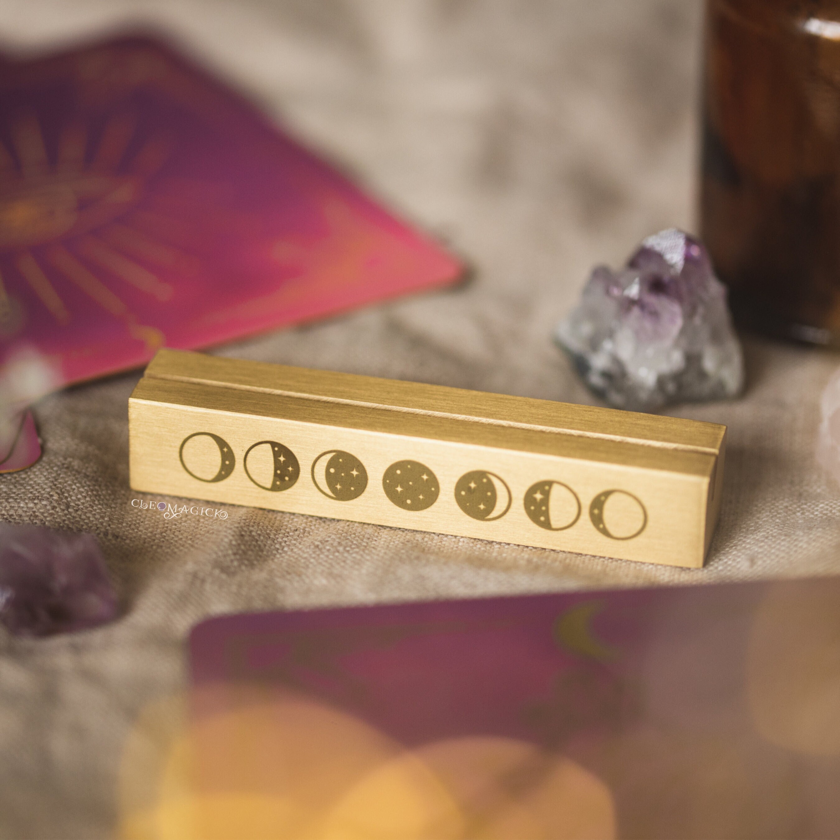 Lunar Phase Engraved Brass Card Stand: Tarot & Oracle Display - Etsy
