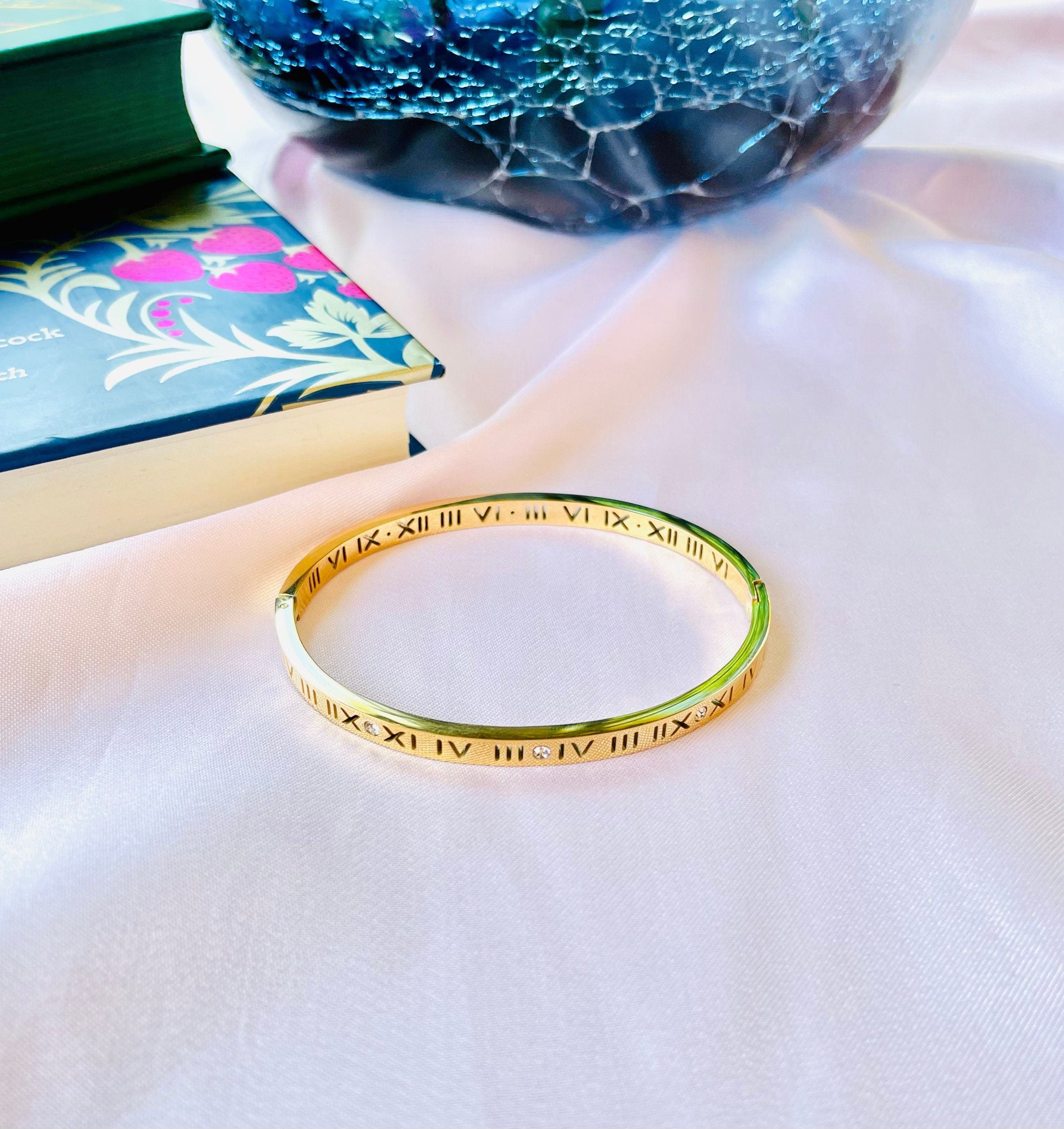 TIME Bracelet Gold-plated Stainless Steel Gold Jewellery - Etsy UK