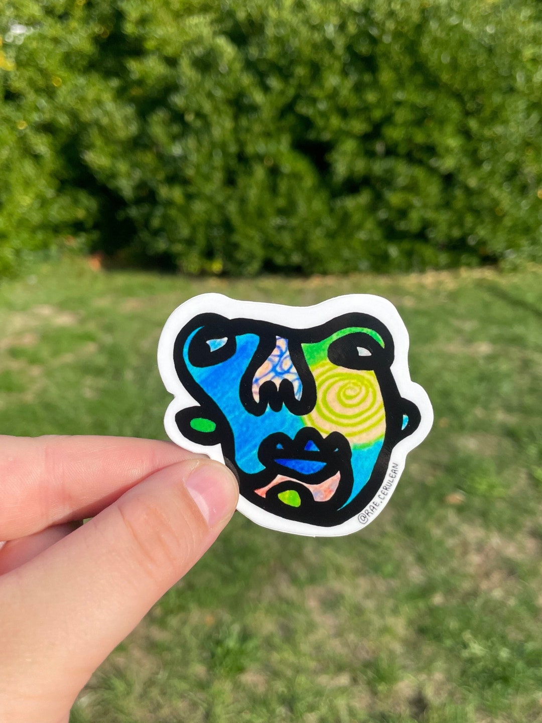 Abstract Face Vinyl Sticker, Hand Drawn Sticker, Die Cut Waterproof ...