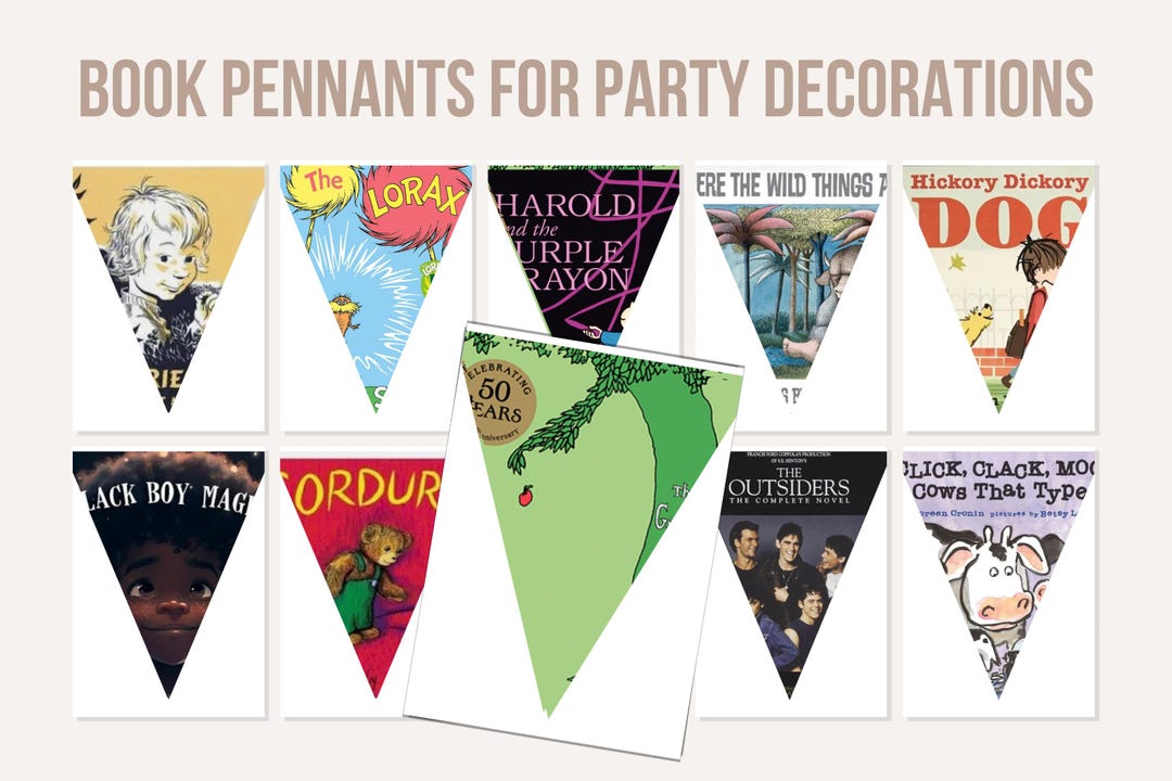 Book Pennants Party Shower Decorations Book Characters Baby Shower ...
