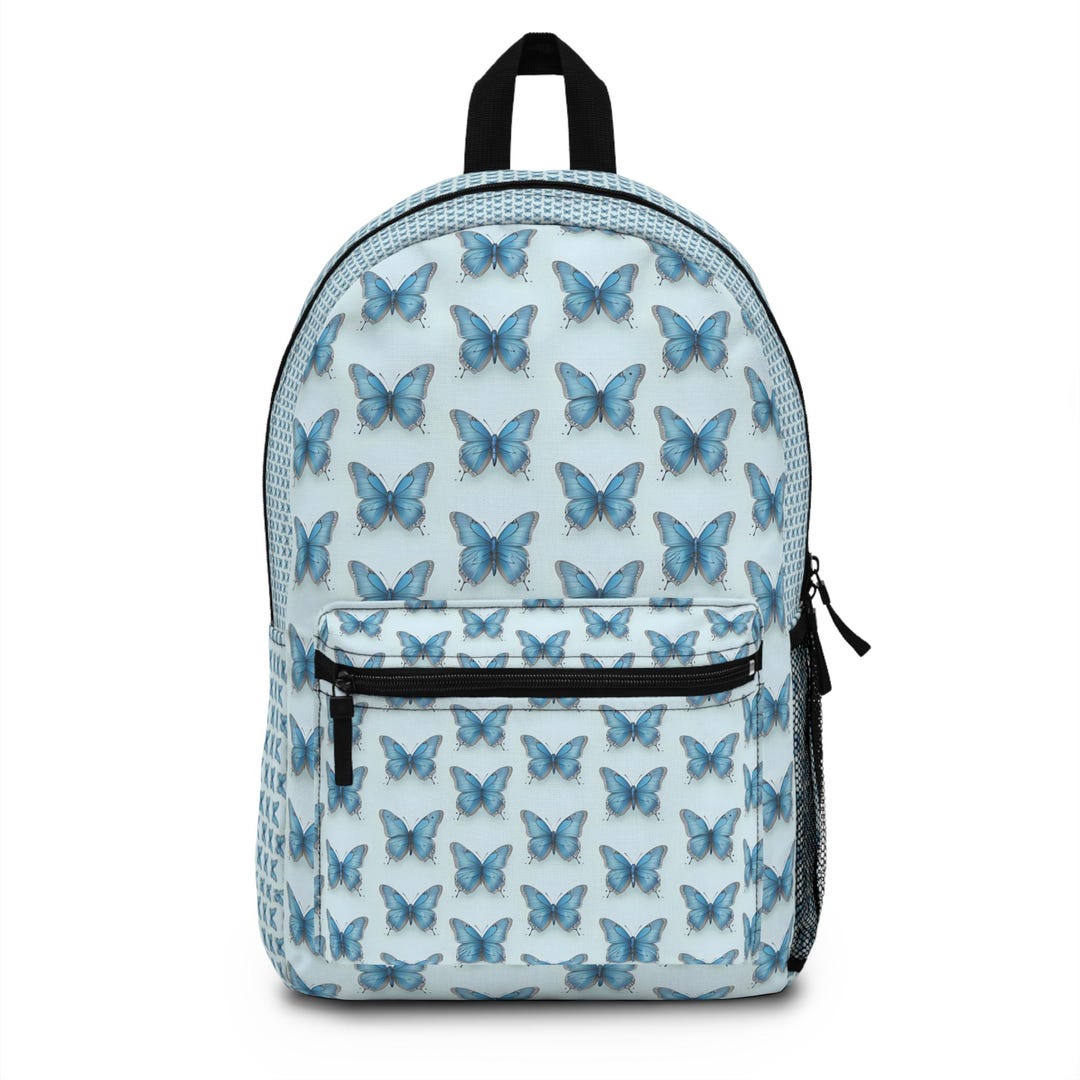 Blue Butterflies Backpack, School Bag for Girls, Kids Travel Rucksack ...