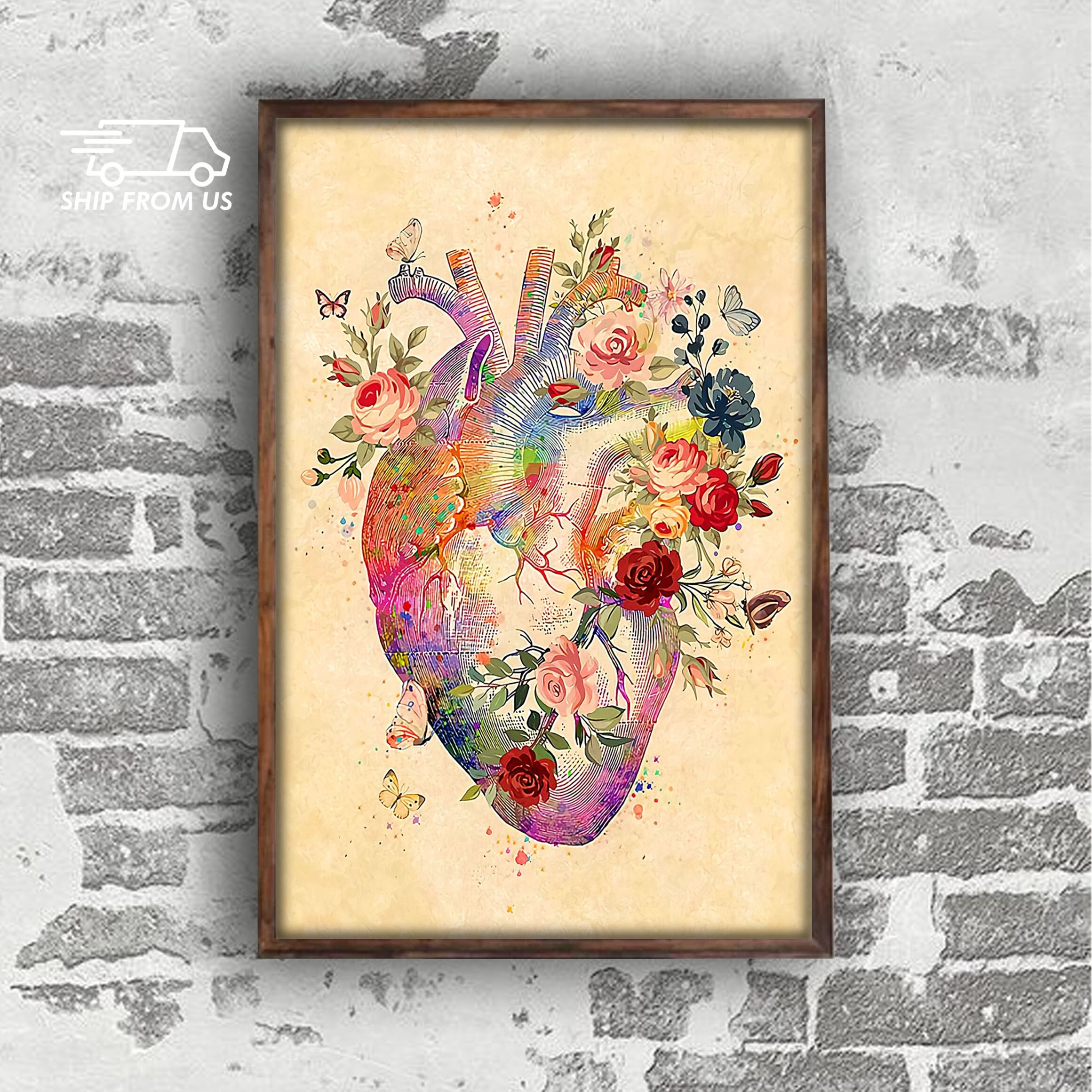Cardiologist Cardiology Poster Heart And Flower Poster Wall | Etsy