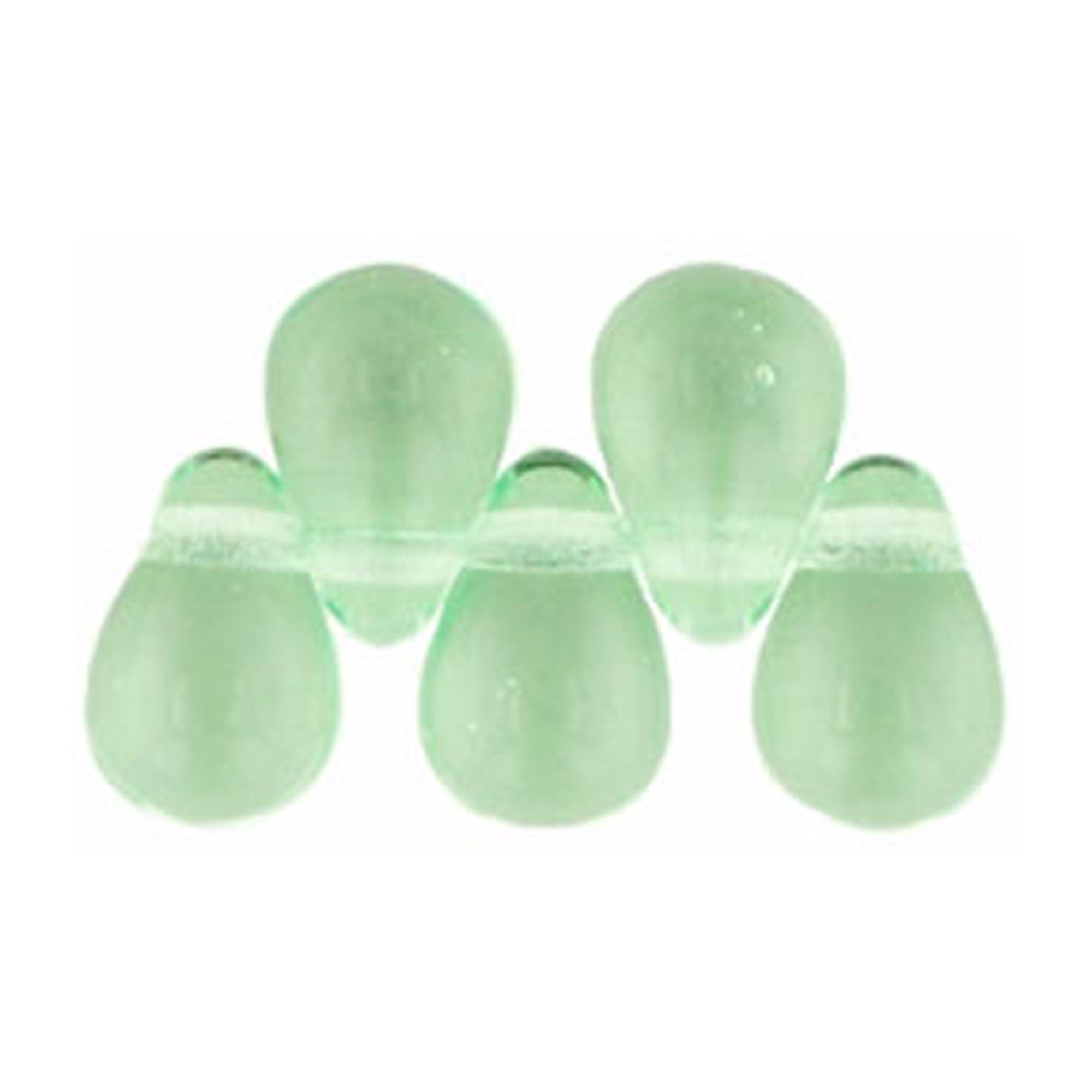 8 X 6mm Czech Glass Light Peridot Green Teardrop Beads, Light Green ...