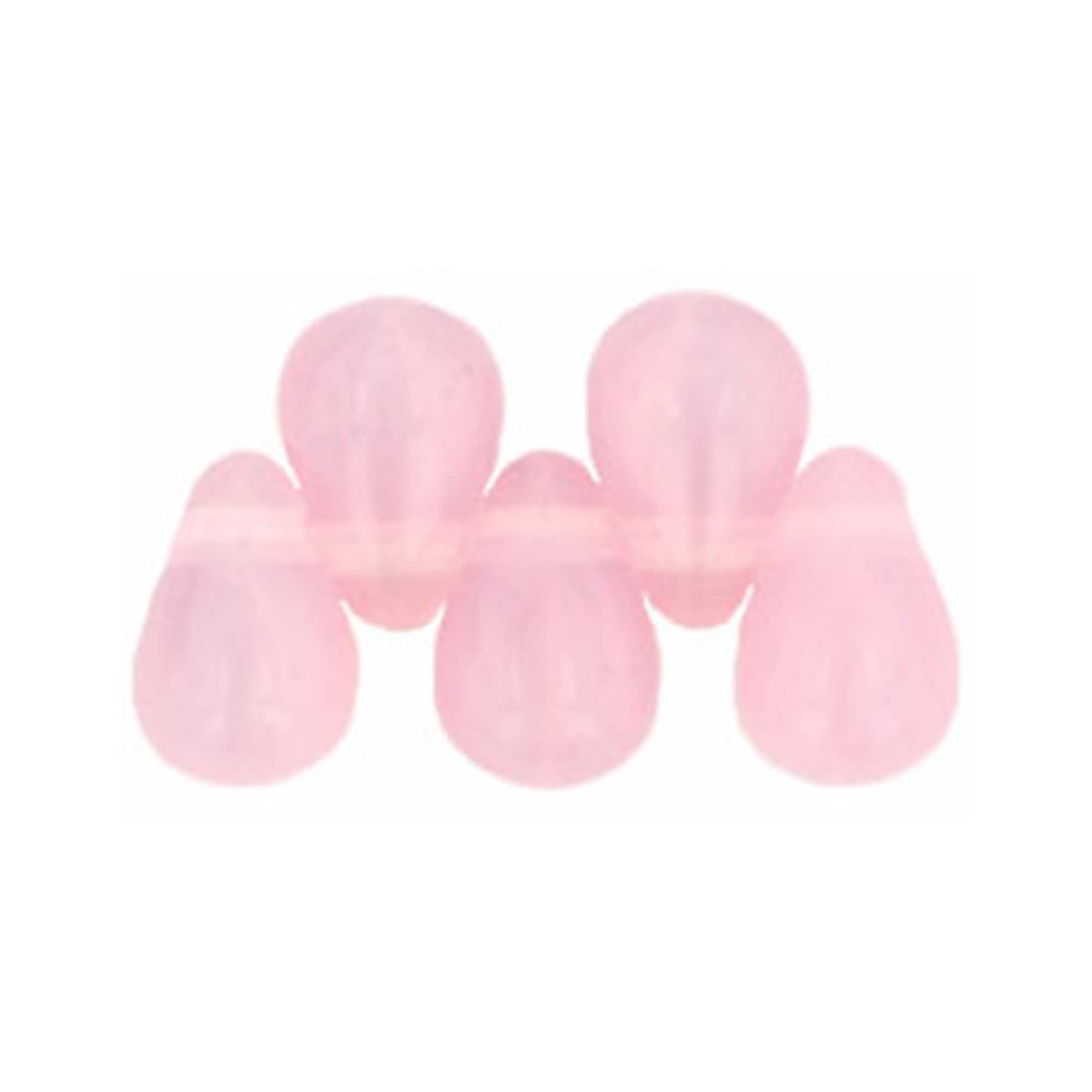 8 X 6mm Czech Glass Milky Pink Teardrop Beads, Pale Milky Pink Tear ...
