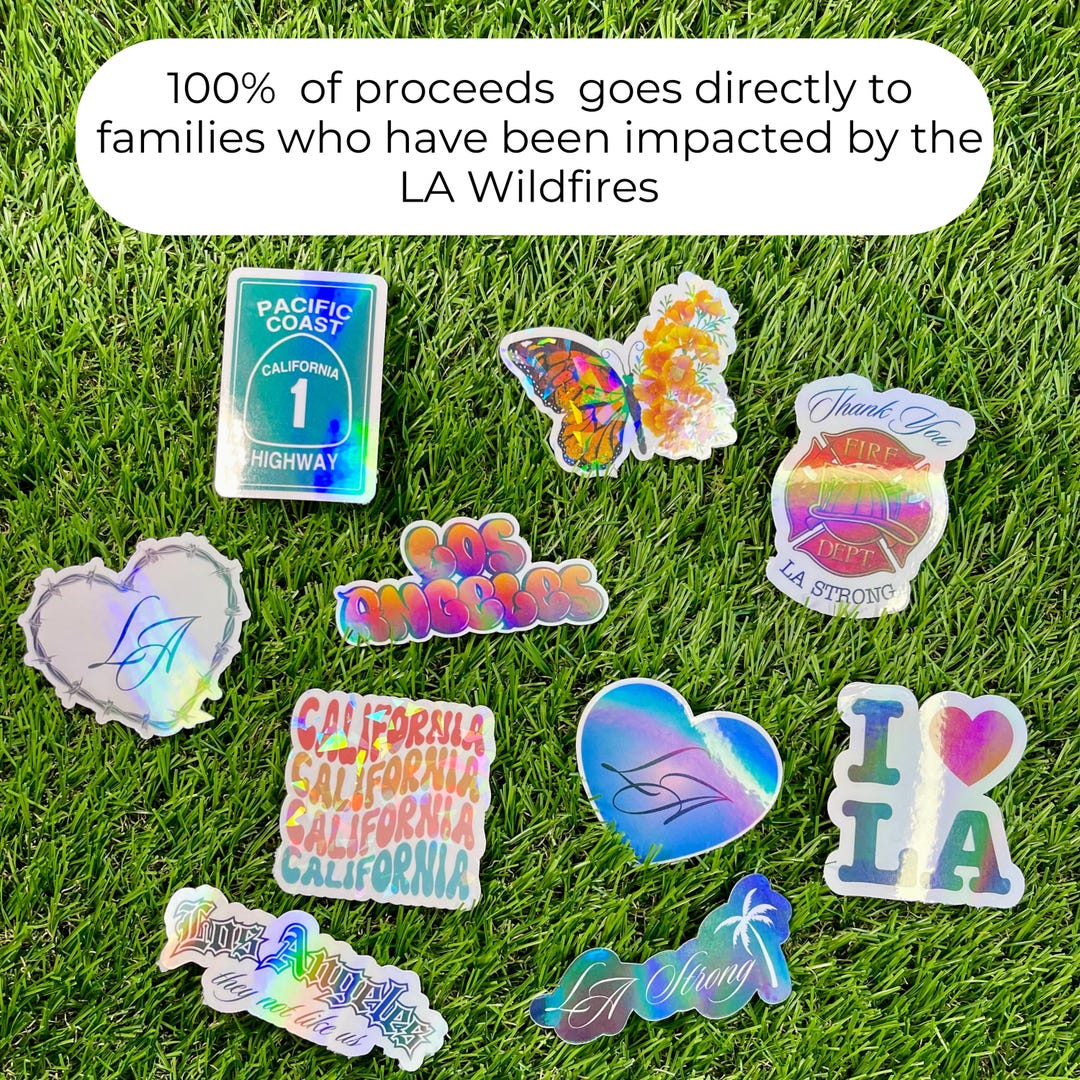 Los Angeles California Altadena Wildfire Support Stickers 100% of ...