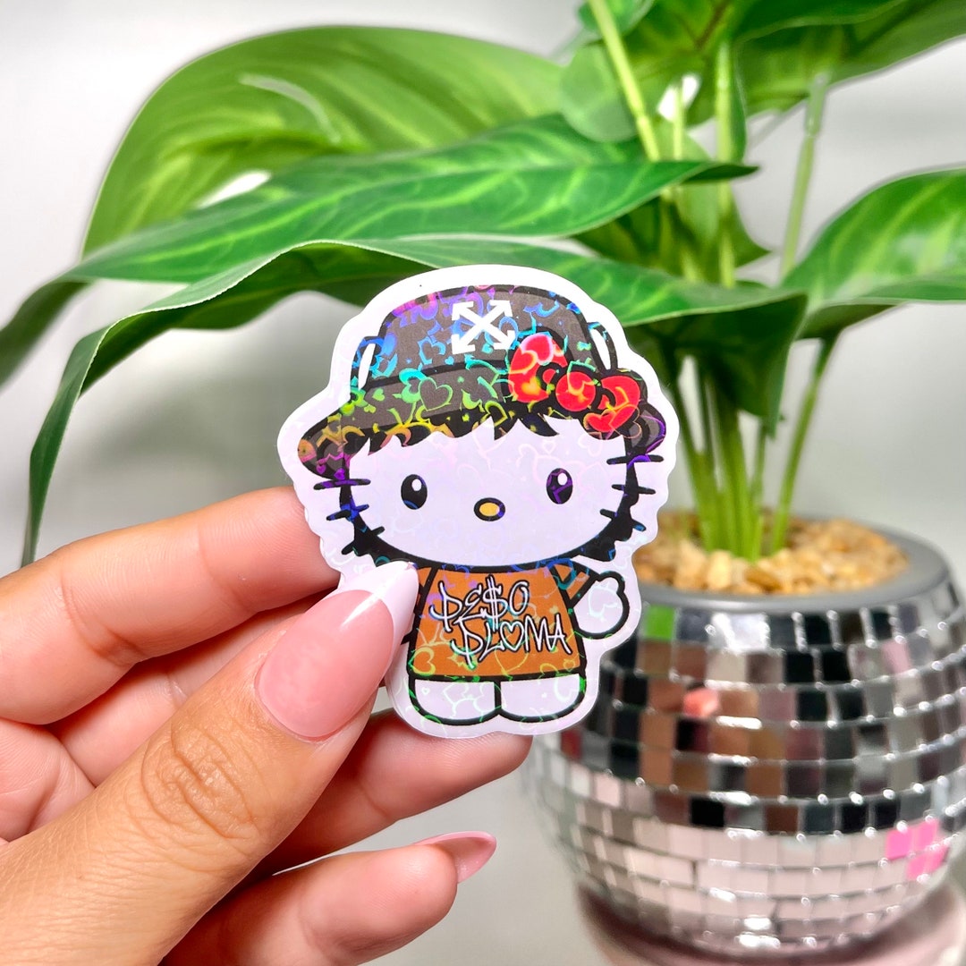 Peso Pluma Black Bucket Hat Sticker Glitter Hearts Holographic Cute ...