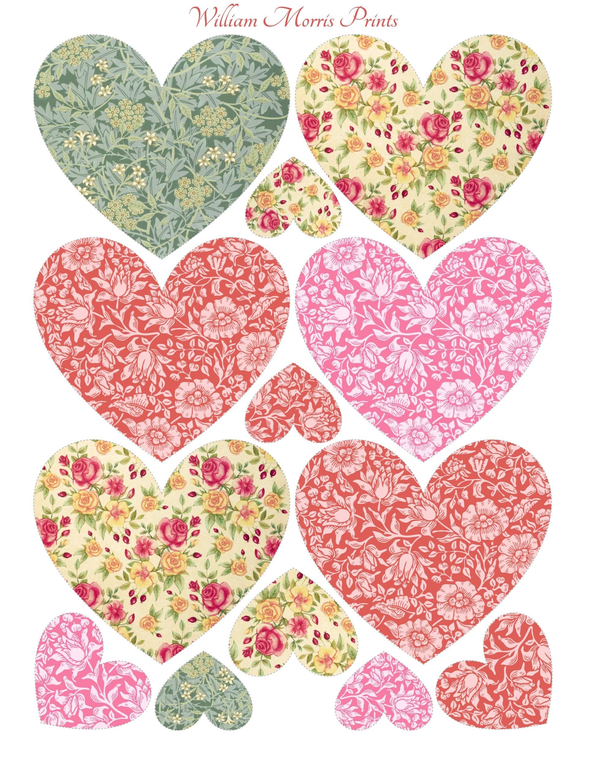 Valentines' Day Printable Hearts Download, Card Making, Scrapbook, Gift ...