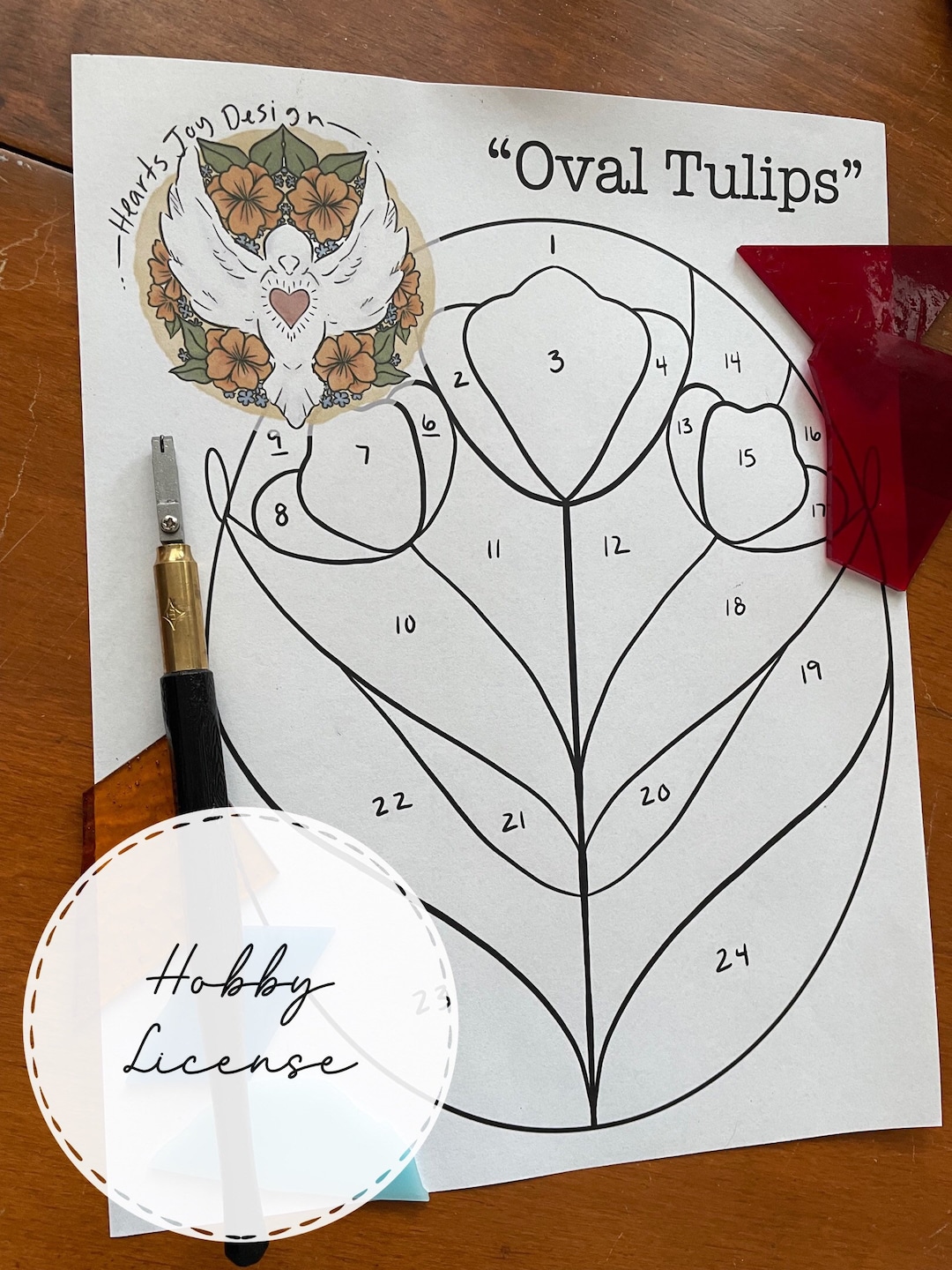 Oval Tulips Stained Glass Pattern, Modern Suncatcher (digital Download ...