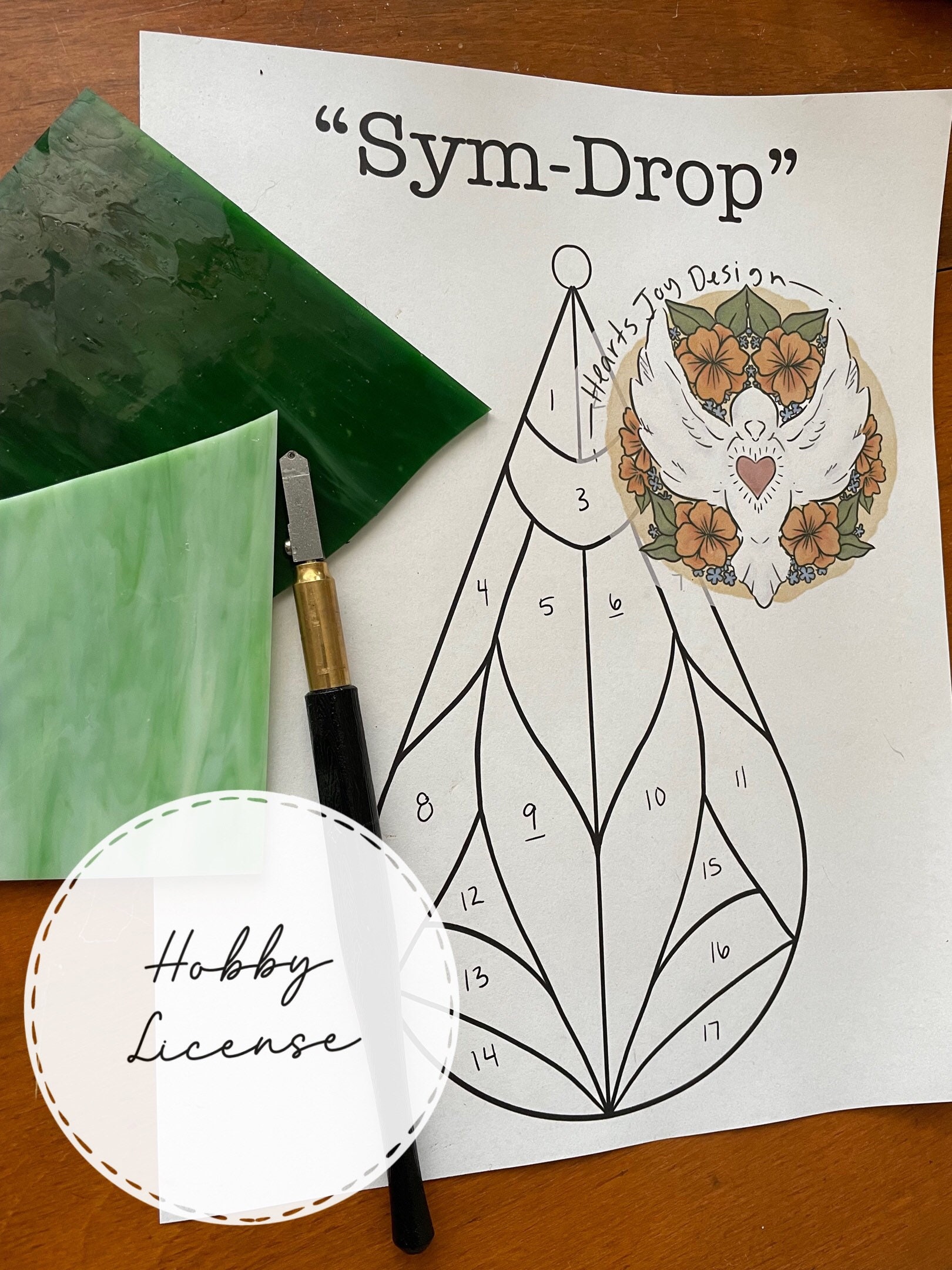 HOBBY Symmetrical Drop Suncatcher Pattern. Stained Glass Pattern ...