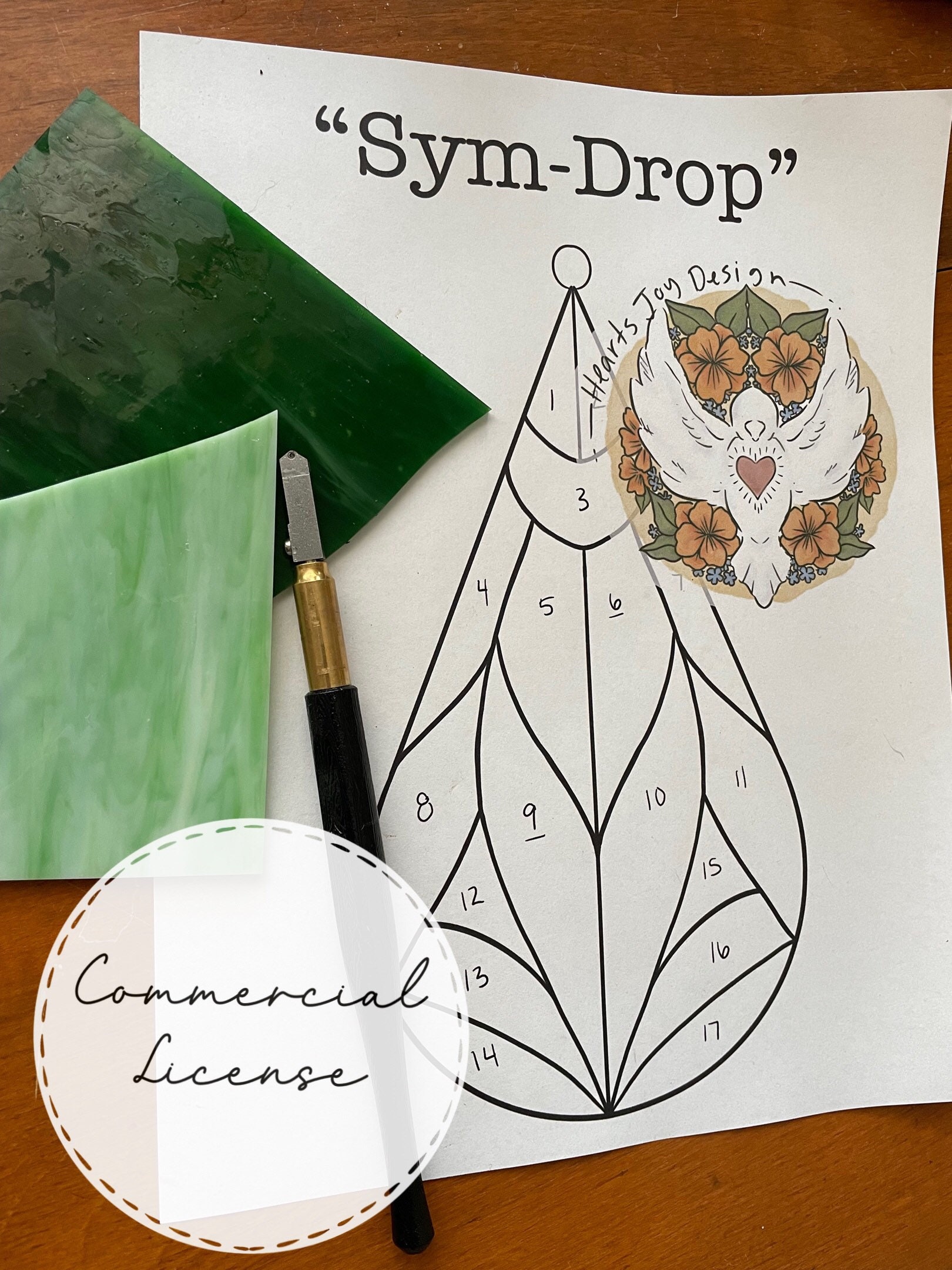 COMMERCIAL Symmetrical Drop Pattern. Modern Suncatcher Pattern. Stained ...
