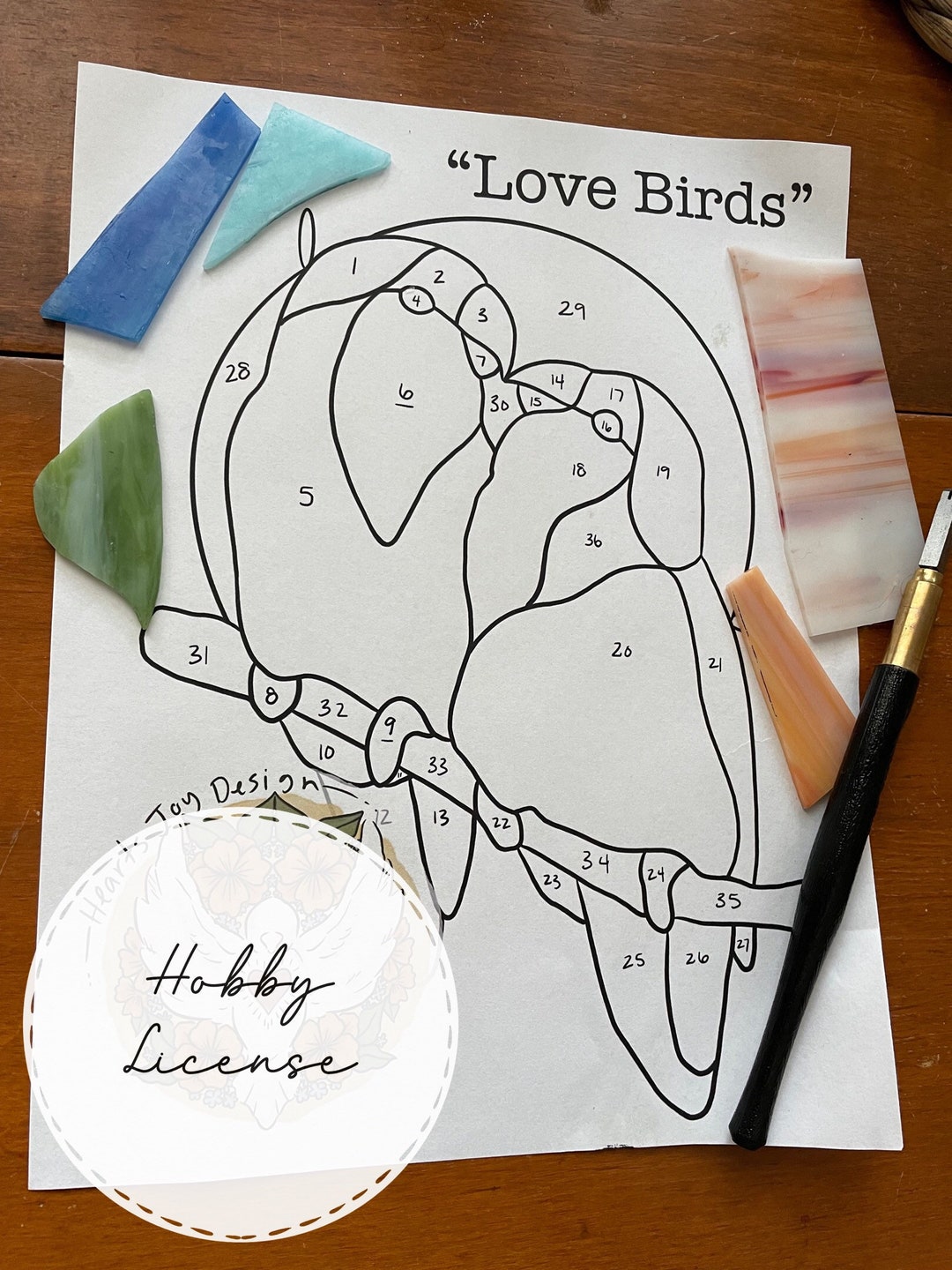 HOBBY. Love Bird Stained Glass Pattern. Digital Download, DIY Stained ...