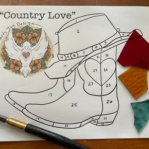 HOBBY Country Love Stained Glass Pattern. Digital Download. Suncatcher ...