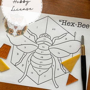HOBBY Honey Bee Stained Glass Pattern. Suncatcher Pattern. Bee. Hexagon. Digital Downloads ...
