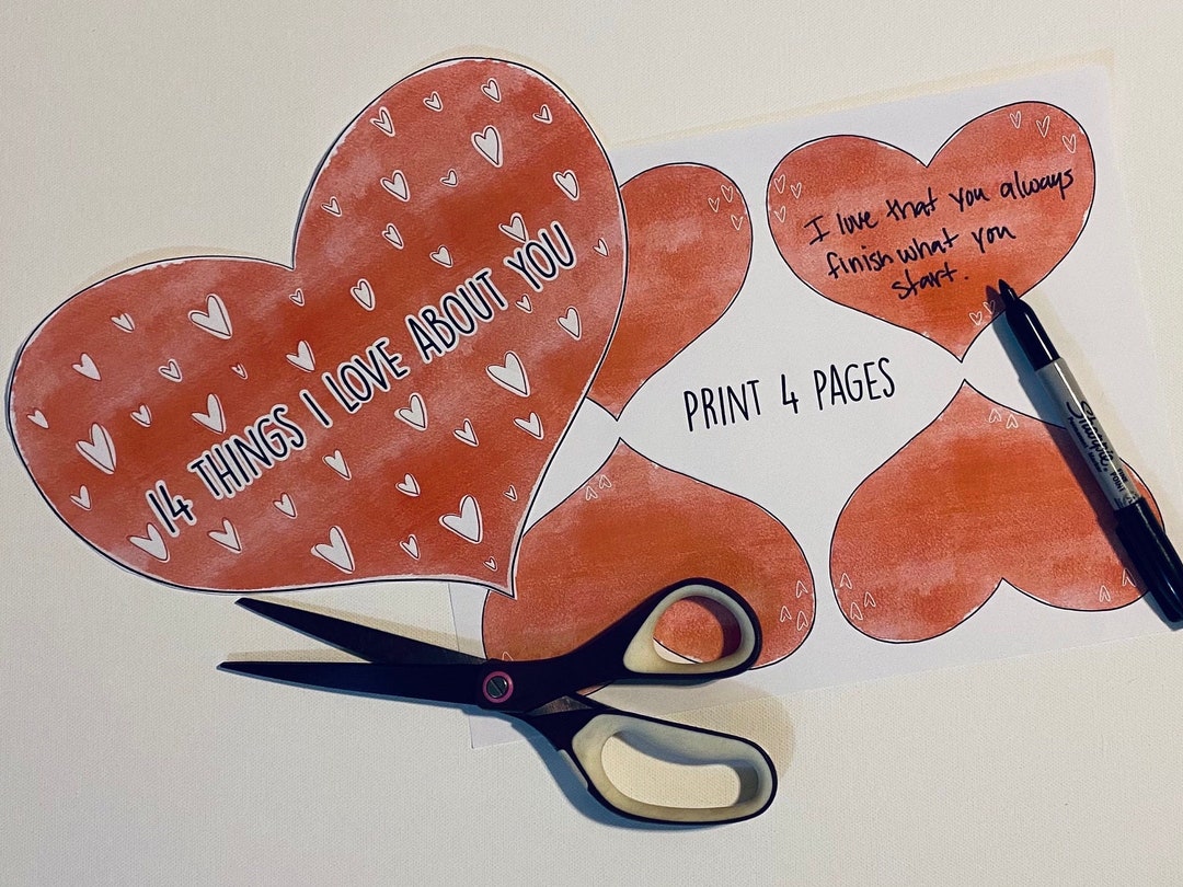 14 Days of Love Notes/valentines Day Count Down/ Heart Card and Note ...