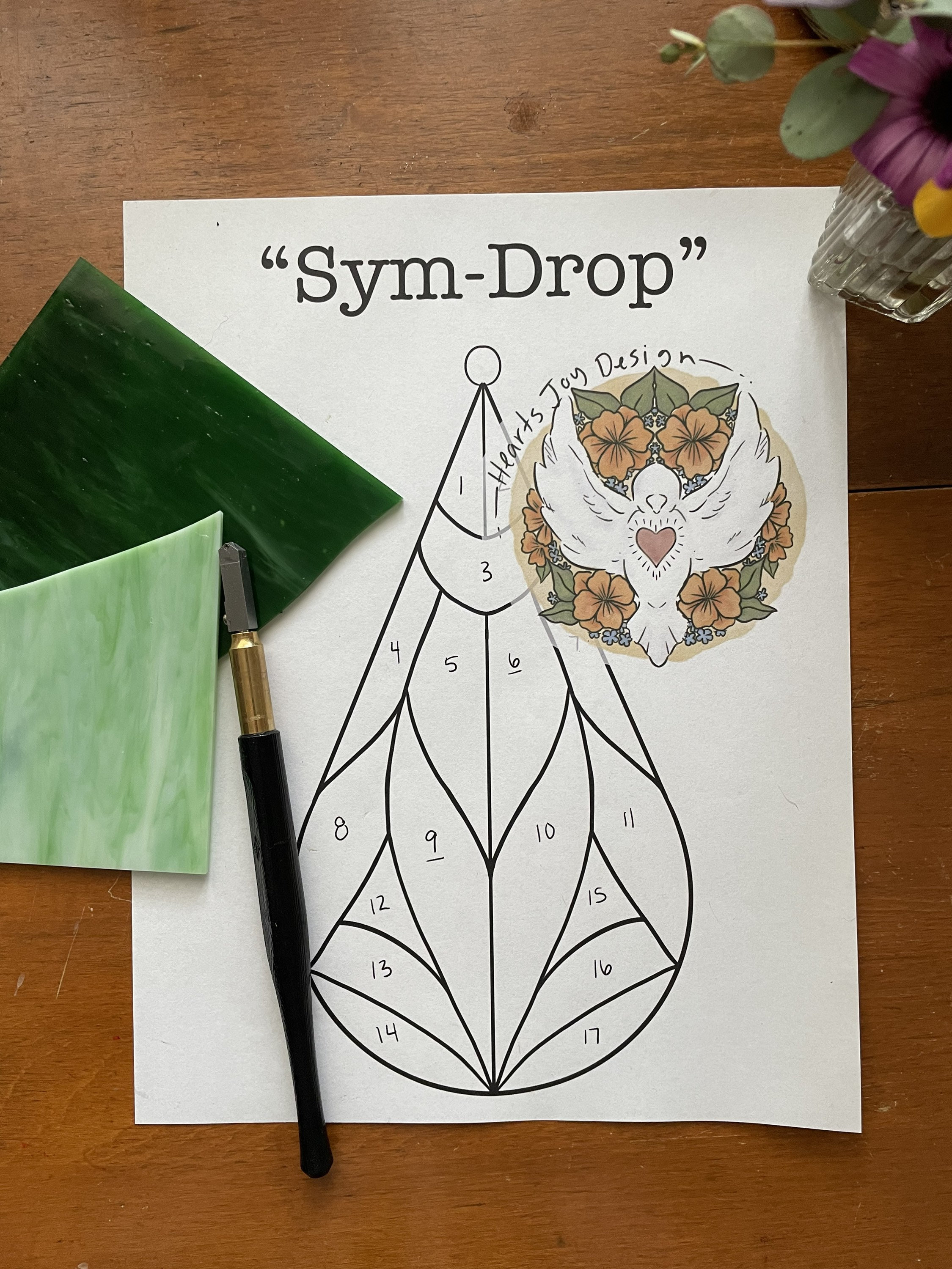 HOBBY Symmetrical Drop Suncatcher Pattern. Stained Glass Pattern ...