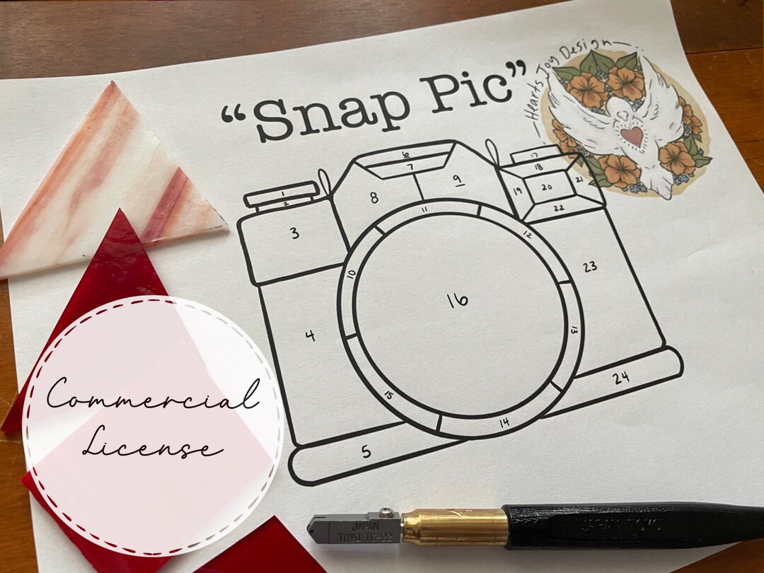 COMMERCIAL Camera Stained Glass Pattern. Suncatcher Pattern. Digital ...