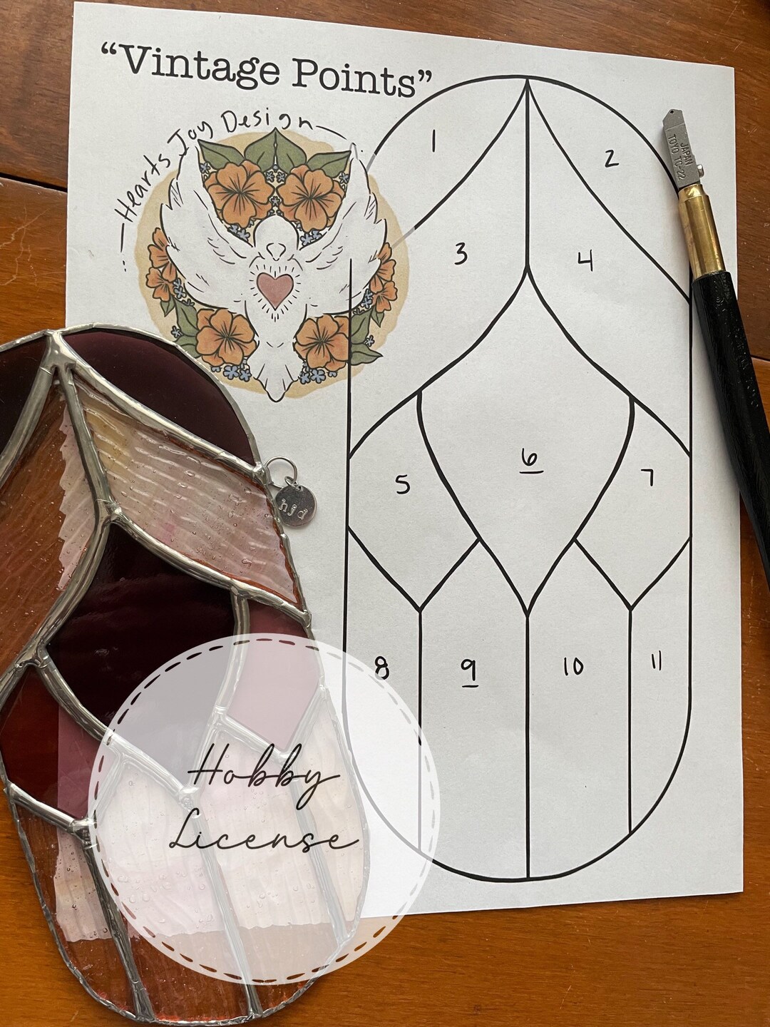 HOBBY Vintage Points Suncatcher Pattern. Stained Glass Pattern. Digital ...
