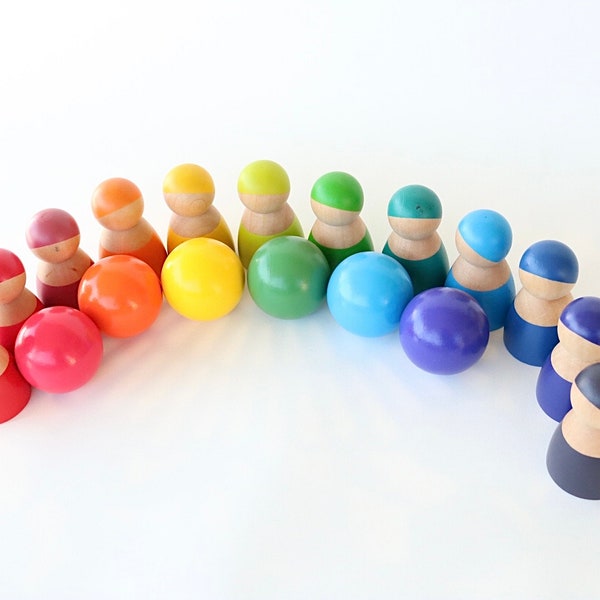 Rainbow Peg People - Etsy