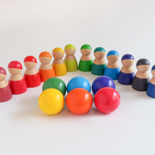 Rainbow Peg People - Etsy