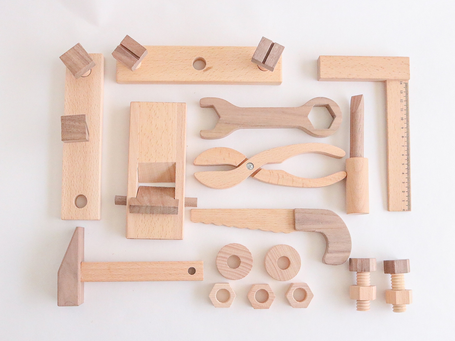 Wooden Toy Tool Set Box Toddlers Natural Wood Montessori - Etsy