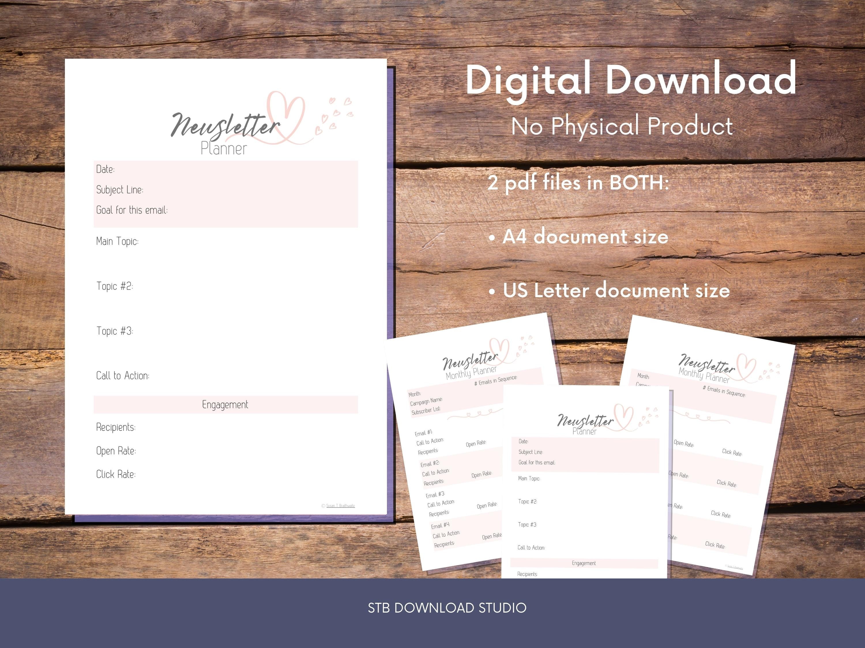 Printable Email Newsletter Planner A4 A5 & US Letter Sizes - Etsy