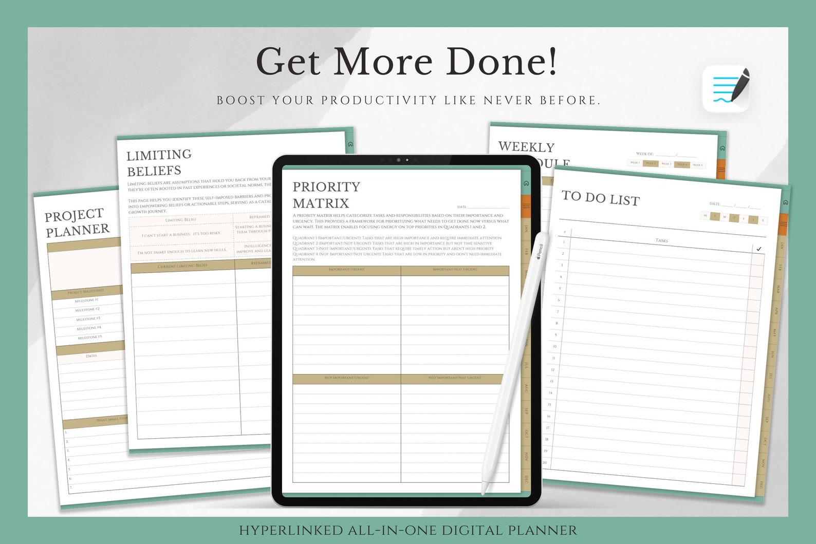 Mystical Dragon Portrait Digital Planner iPad | Hyperlinked | Vision ...