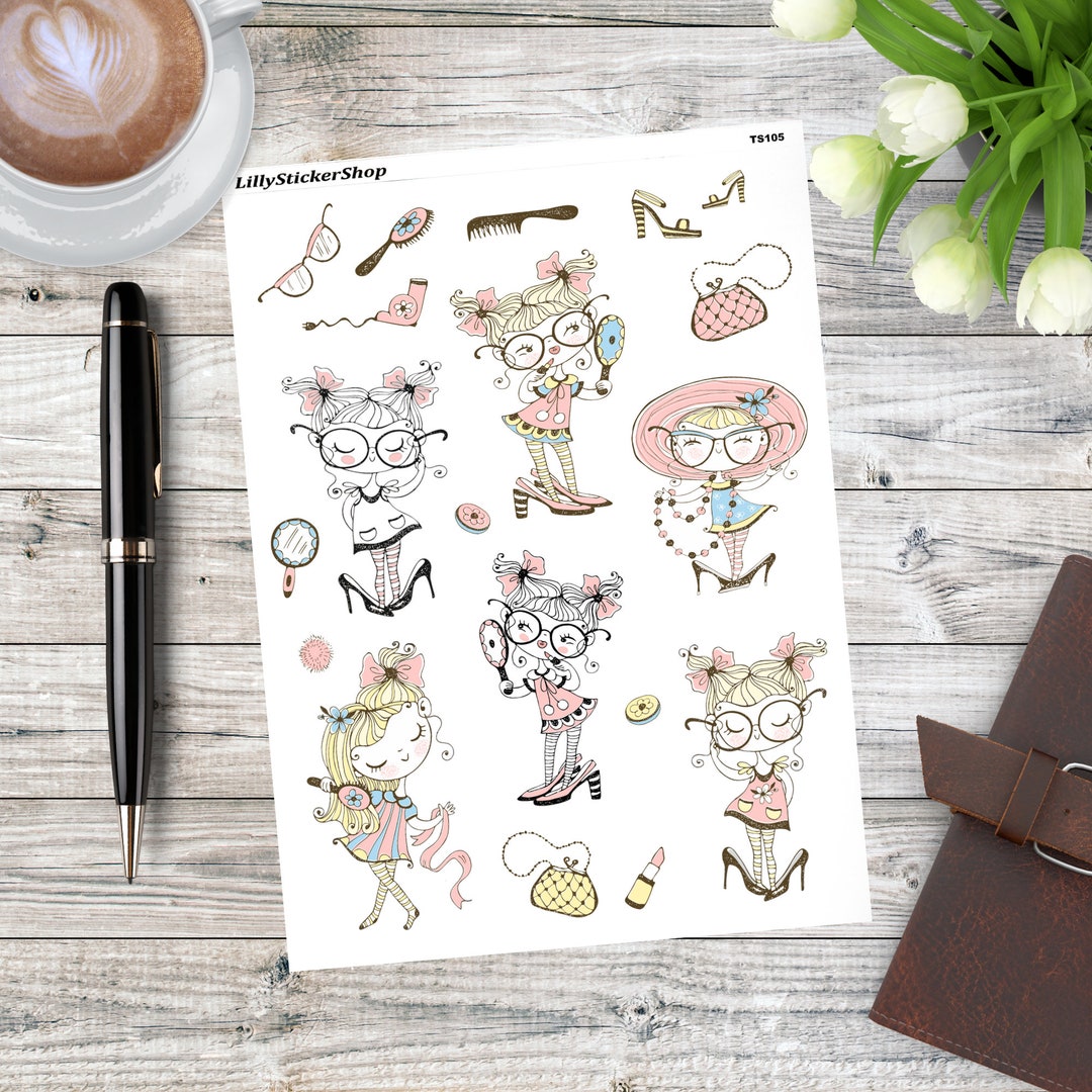 Cute Girl Planner Sticker Sheet Decorative Stickers Bullet - Etsy