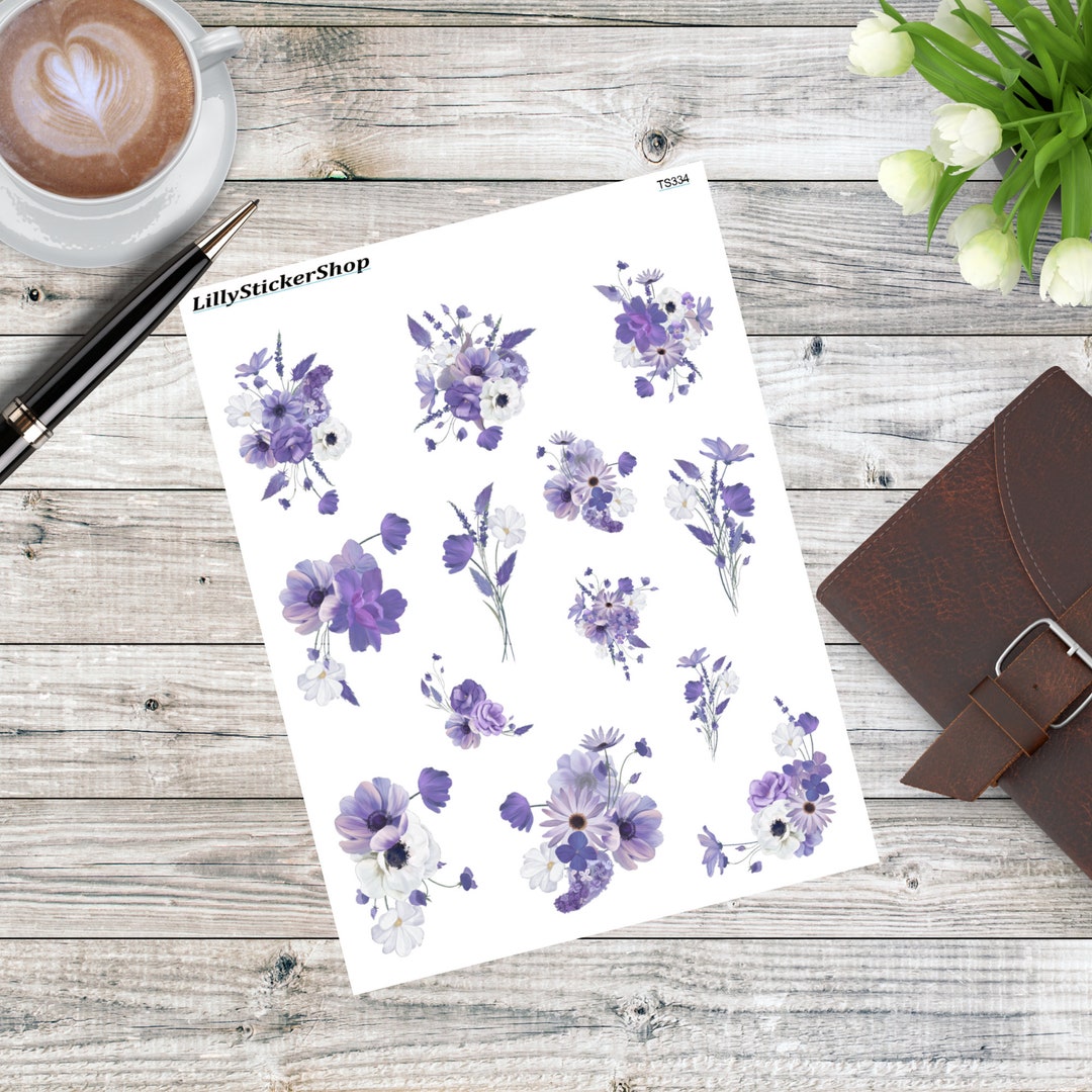 Purple Flower Sticker Sheet Vol 1 Planner Stickers Decorative Stickers ...
