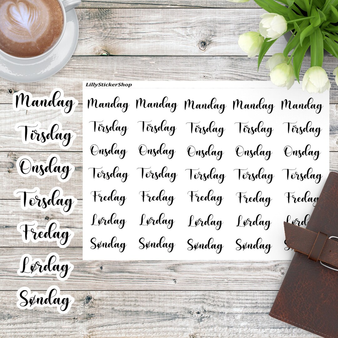 Planner Sticker Sheet, Script Stickers, Days of the Week Planner ...