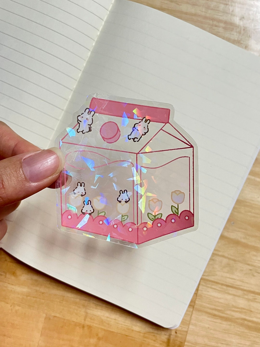 Milk Vinyl Clear Holographic Die Cut Sticker - Etsy