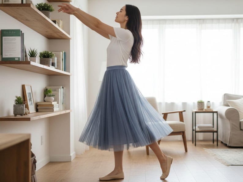 Flowy Layered Midi Skirt Sewing Pattern, Tulle High Waisted Evening ...