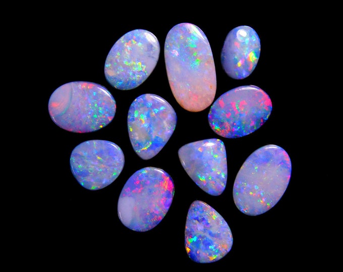 11 Pieces Australian Opal Mix Shape Doublet, Good Quality Multi Flash ...